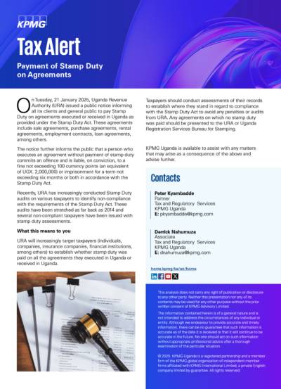 Payment of Stamp Duty on Agreements - KPMG East Africa